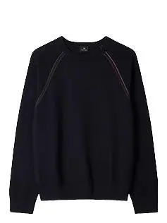 Paul Smith Navy Textured Cotton Raglan Sweater - Blue