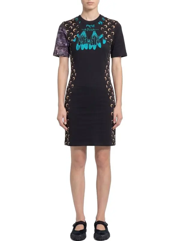 MARINE SERRE Moon Print T-shirt Dress - Black
