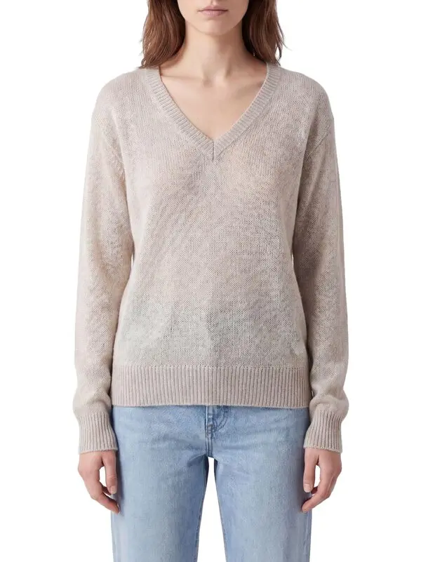 Fabiana Filippi V-neck Merino Wool Blend Sweater - Grey