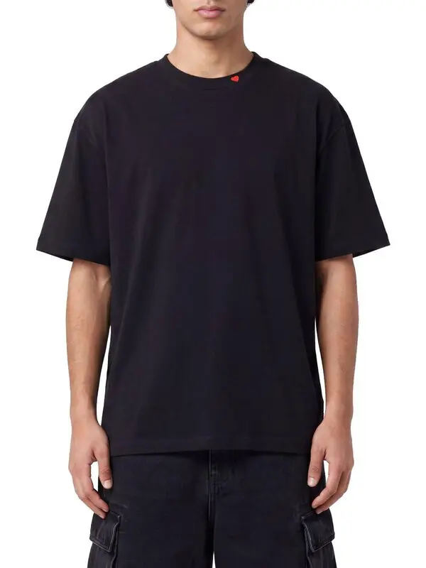 VISION OF SUPER Crew-neck Cotton T-shirt With Dropped Shoulders - Black