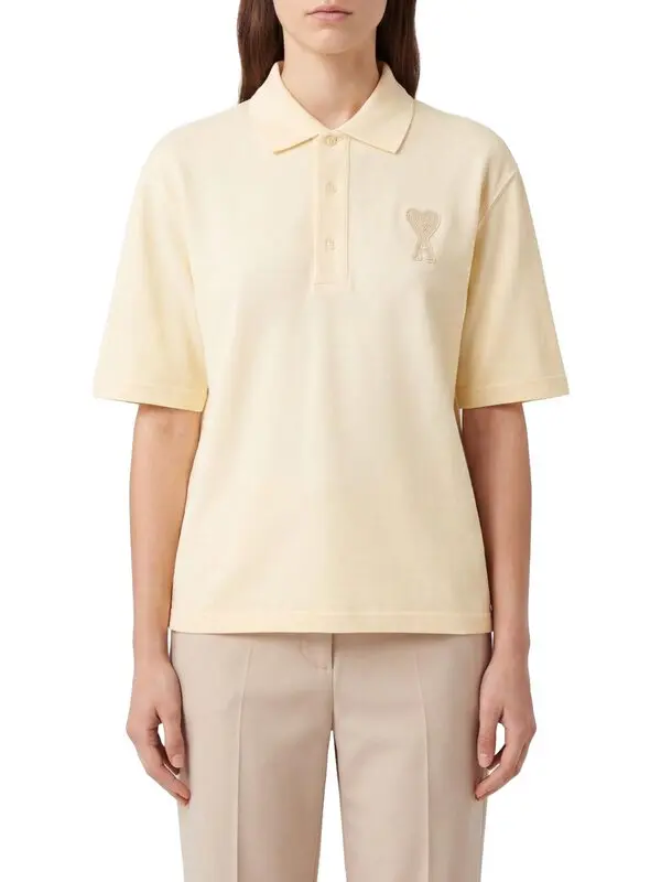 Ami Embroidered Polo Shirt - Beige