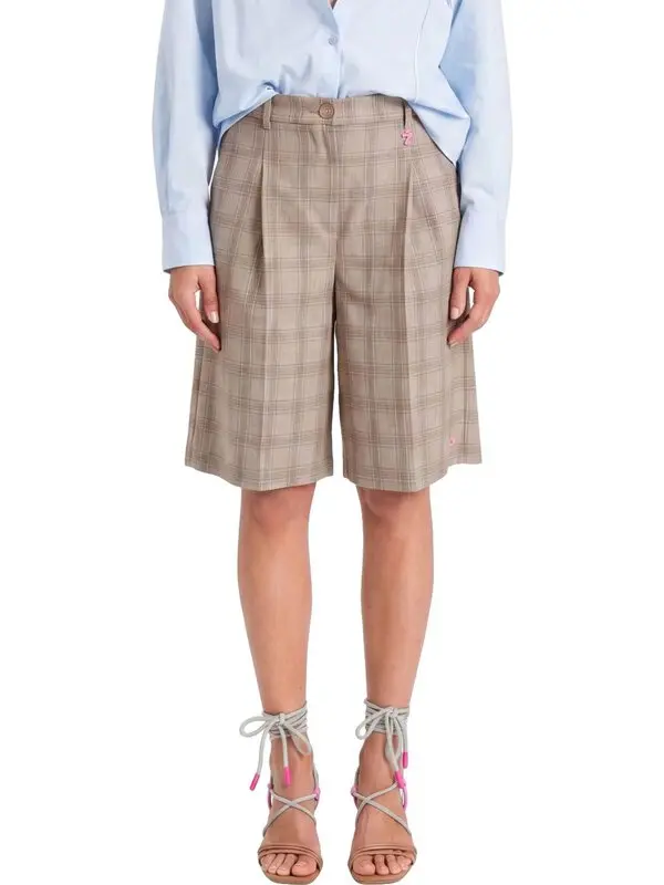 TWINSET Plaid Tailored Shorts - Nude