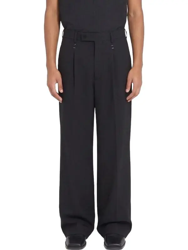 MAISON MARGIELA Wide Leg Pleated Trousers - Black