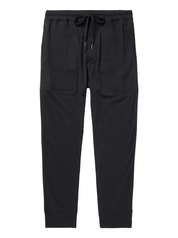 TOM FORD Tapered Cotton-blend Jersey Sweatpants - Blue