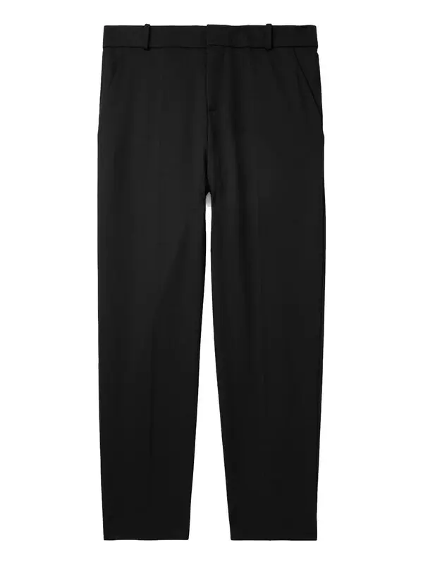 Balmain Straight-leg Cropped Wool-twill Trousers - Black