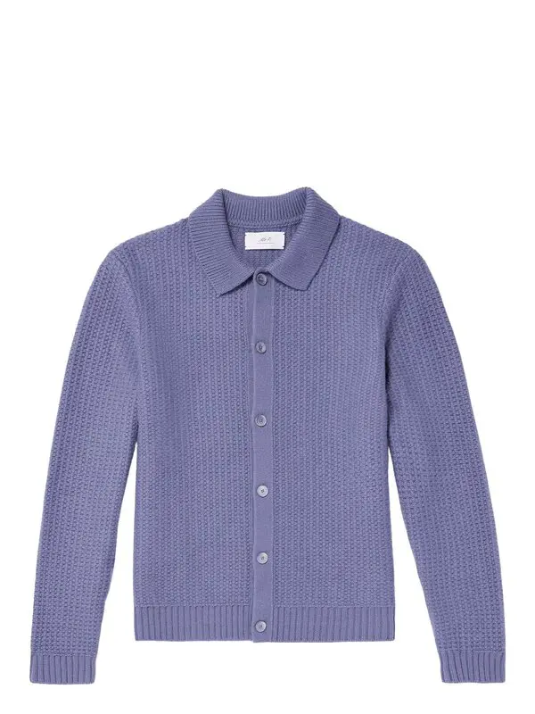 Mr P. Textured Wool And Cashmere-blend Overshirt - Blue