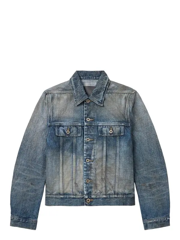 Rick Owens Distressed Denim Trucker Jacket - Blue