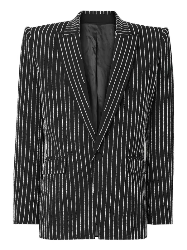 Balmain Bead-embellished Woven Blazer - Black
