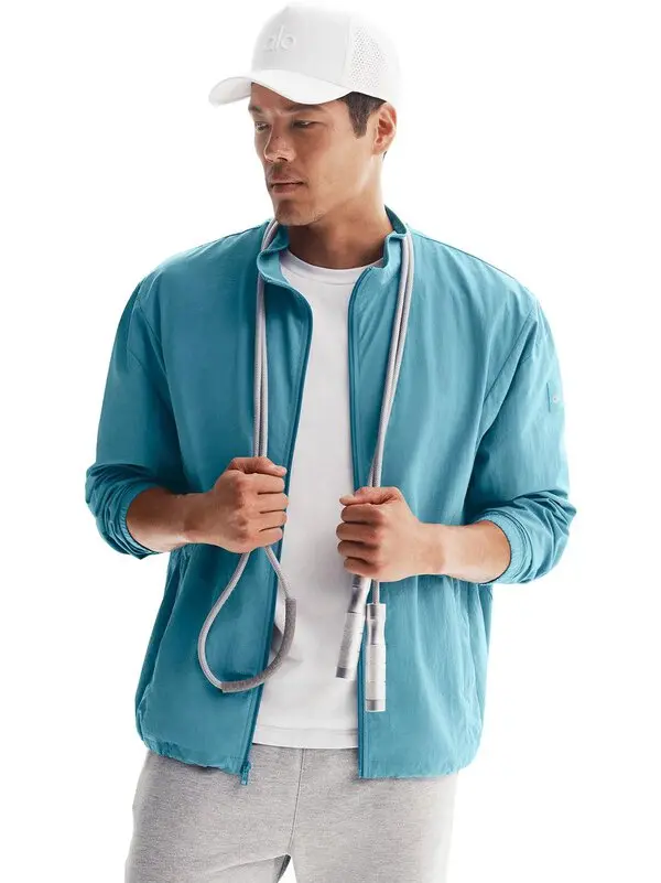 Alo Yoga Takeaway Track Full Zip Jacket - Blue Breeze