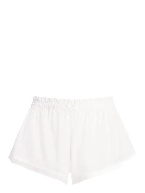 SKIMS Cotton Blend Poplin Lace Trimmed Shorts - White