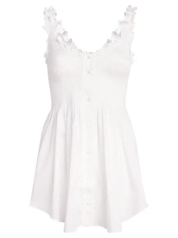 SKIMS Cotton-blend Smocked Mini Dress - White