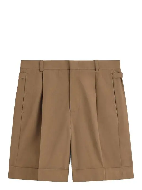 Cos Pleated Cuffed Cotton Twill Chino Shorts - Beige