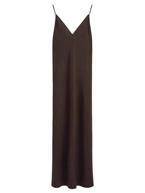 Cos V-neck Midi Cami Dress In Oxford Weave - Brown