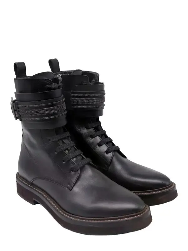 Brunello Cucinelli Monili Buckle-strap Ankle Boots - Black