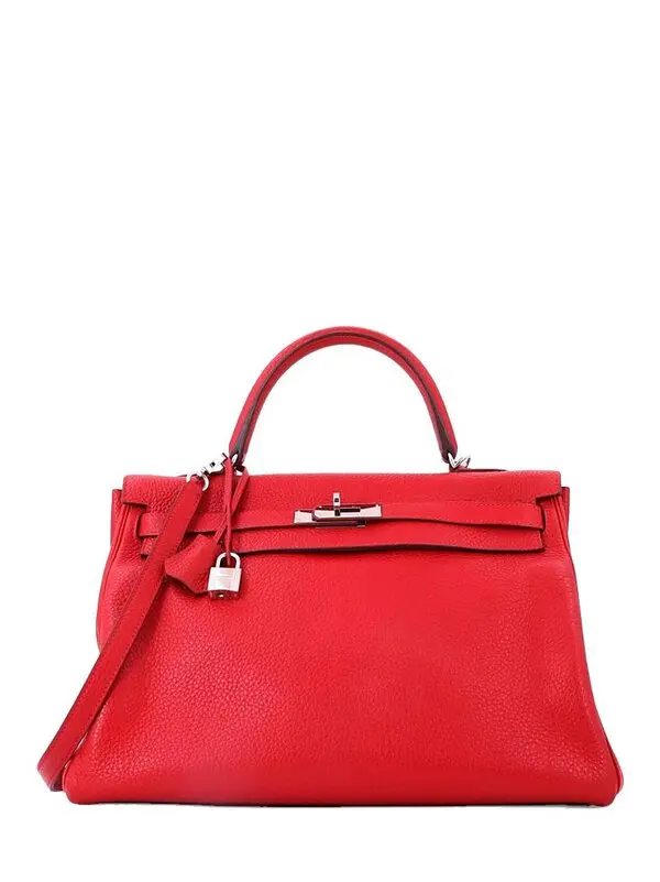 Hermès Kelly 35 Handbag Red Clemence With Palladium Hardware - Rouge Casaque