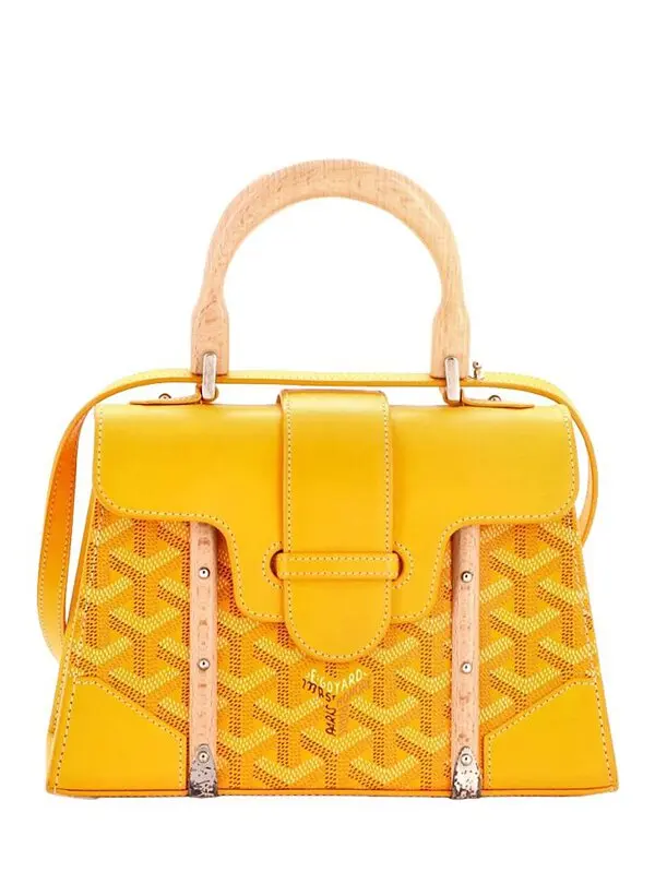 Goyard Mini Structured Saigon Top Handle Bag Coated Canvas With Leather - Yellow