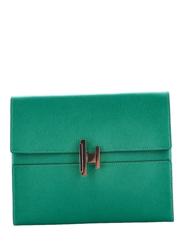 Hermès Cinhetic Clutch Chevre Mysore - Green