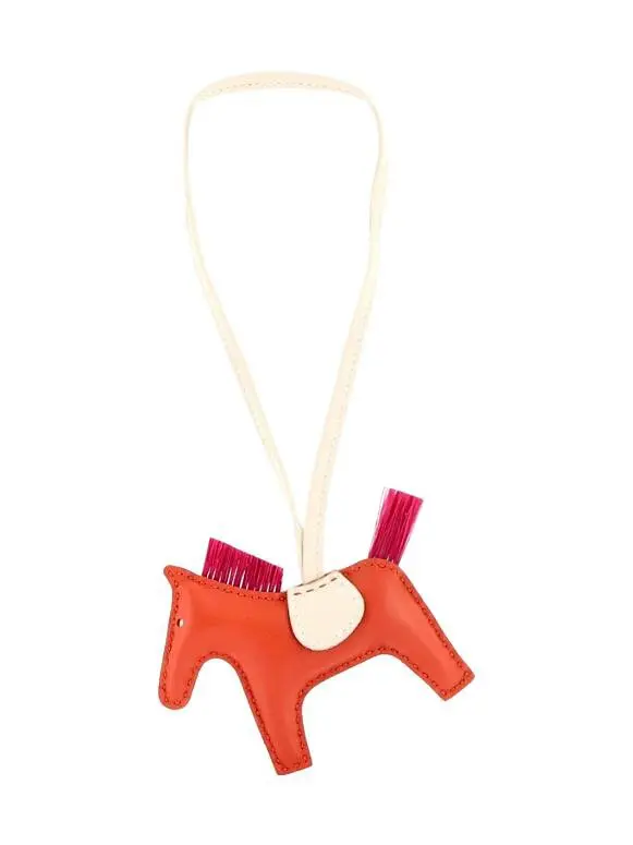 Hermès Pm Grigri Rodeo Bag Charm Leather With Horse Hair - Orange