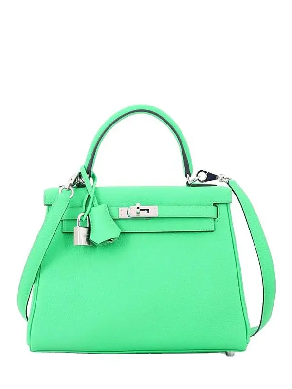 Hermès Kelly 25 Handbag Green Togo With Palladium Hardware - Vert Comics