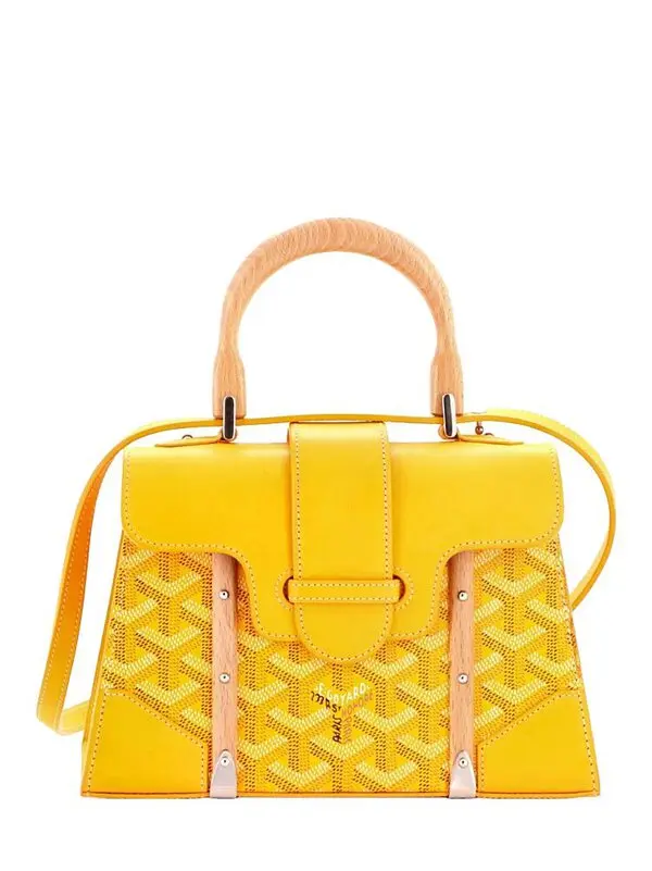 Goyard Mini Structured Saigon Top Handle Bag Coated Canvas With Leather - Yellow
