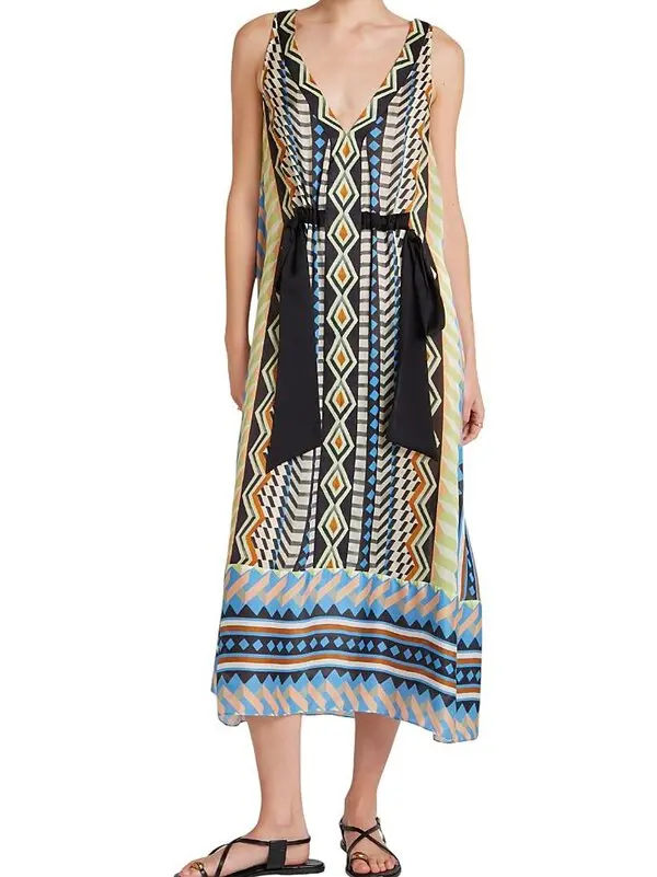 TEMPERLEY LONDON Meryl V-neck Midi Dress - Provence Blue Mix