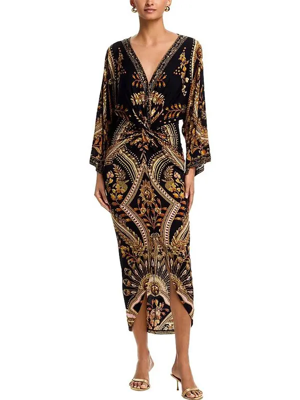 Camilla Twisted Split Front Dress In Print - Taurus Rising