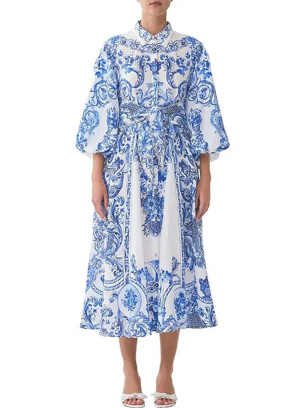 Camilla Printed Cotton Shirt Dress - Ceramic Panoramic