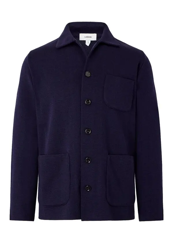LARDINI Virgin Wool Cardigan Jacket - Blue