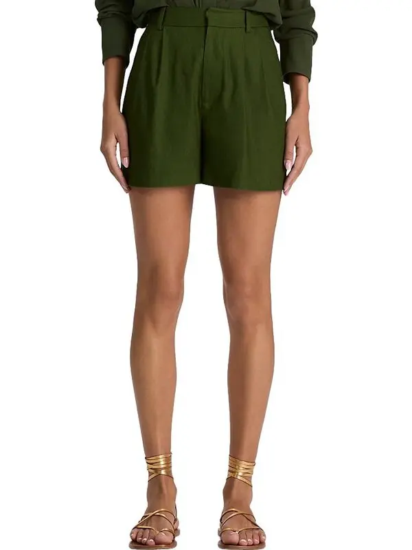 Alice + Olivia Conry Linen Blend Shorts - Dark Fern