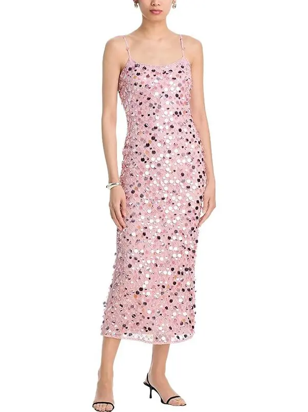 Aqua Bendita Paillette Embellished Maxi Dress - Pink Multi