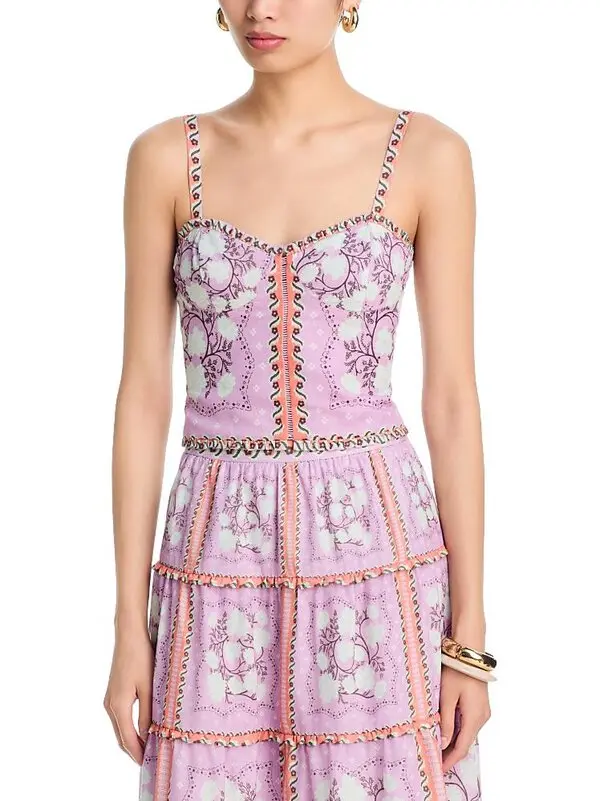 Aqua Agua Bendita Exclusive Lace-up Bustier Top - Purple Orange