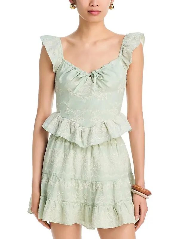 Aqua Bendita Embroidered Bustier Top - Mint White