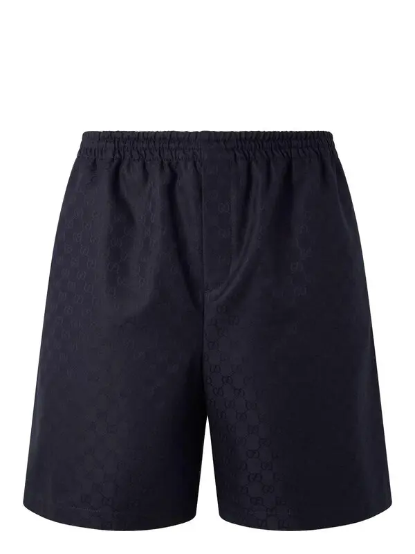 Gucci Straight-leg Logo-print Cotton-faille Shorts - Black
