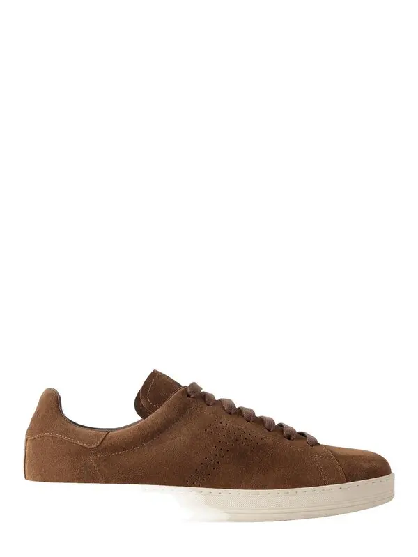 TOM FORD Warwick Perforated Suede Sneakers - Brown