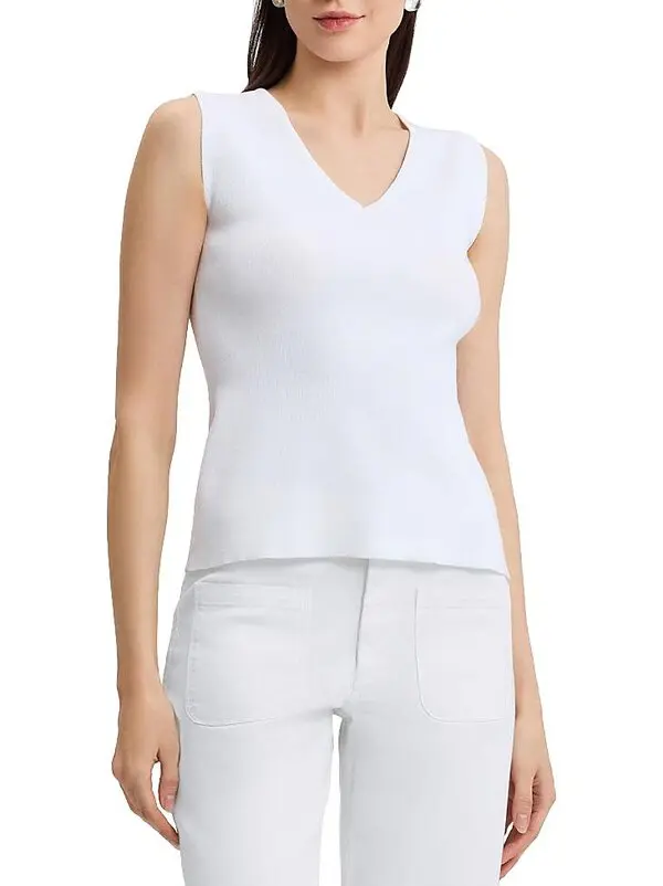 Ming Wang V-neck Soft Knit Tank - White