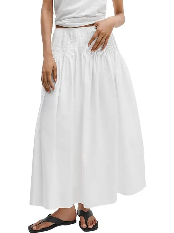 Rag & Bone Elena Gathered Cotton Maxi Skirt - White