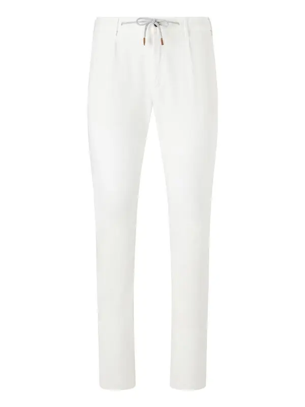 Eleventy Straight-leg Cotton-blend Trousers - White