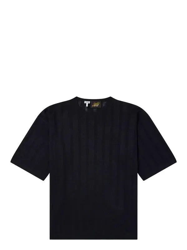 Loewe Paula's Ibiza Knitted Linen-blend T-shirt - Black