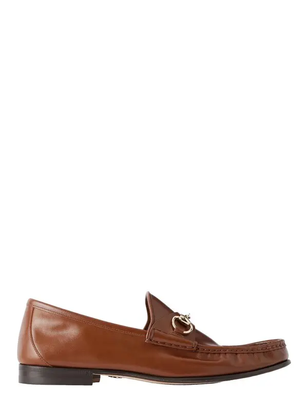 Gucci Lugano Leather Loafers With Horsebit Detail - Brown