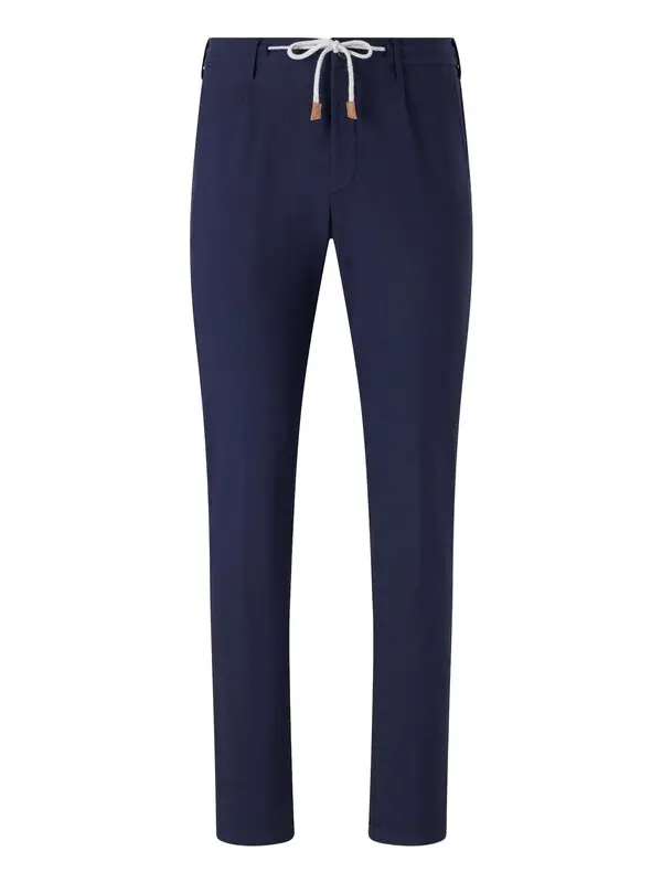 Eleventy Straight-leg Cotton-blend Trousers - Navy
