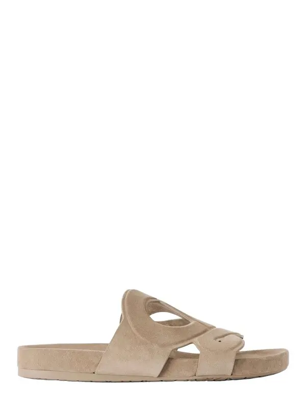 Loewe Ease Monogram Suede Slides - Beige
