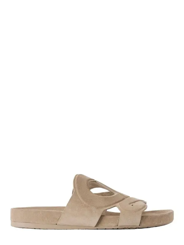 Loewe Ease Monogram Suede Slides - Neutrals