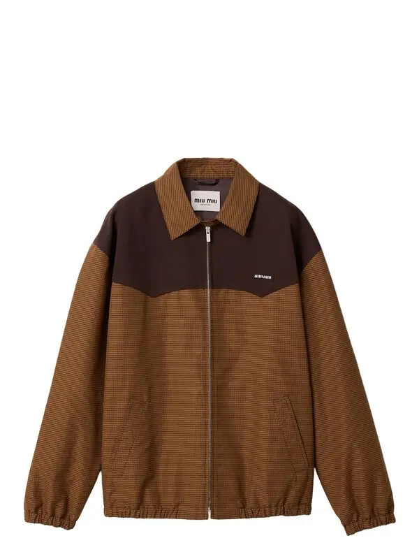 Miu Miu Gingham Check Blouson Jacket - Caramel