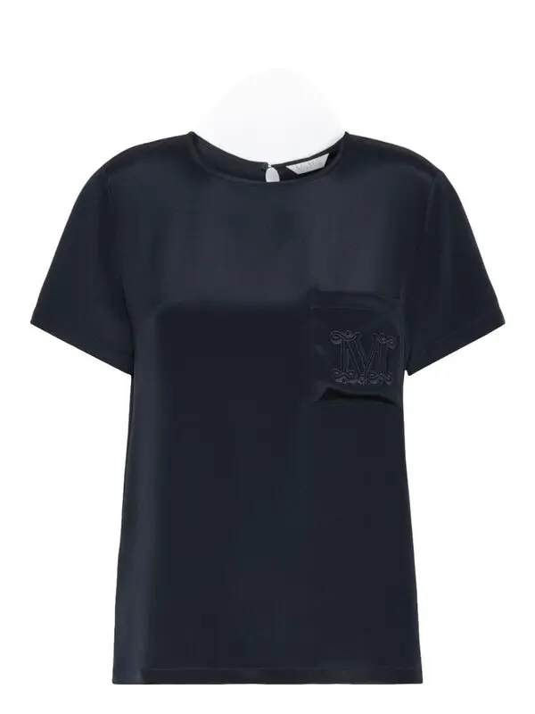 Max Mara Printed Silk Crepe De Chine Blouse - Ultramarine