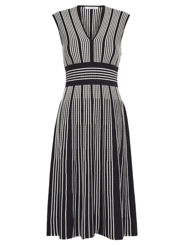 Max Mara Sleeveless Viscose Yarn Dress With V-neck And Flared Skirt - Ultramarine