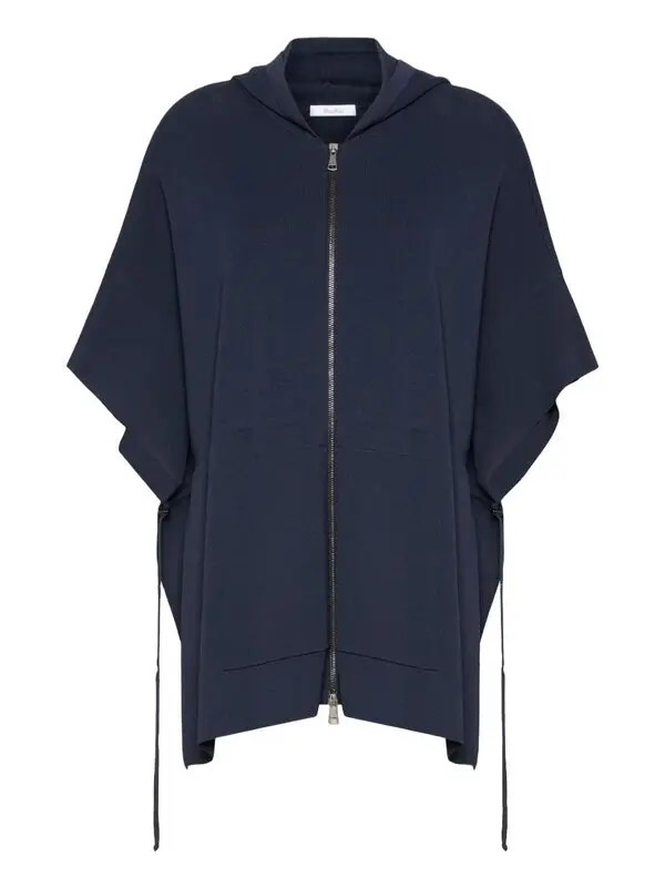 Max Mara Viscose Crêpe Hooded Cardigan With Zip Fastening - Ultramarine