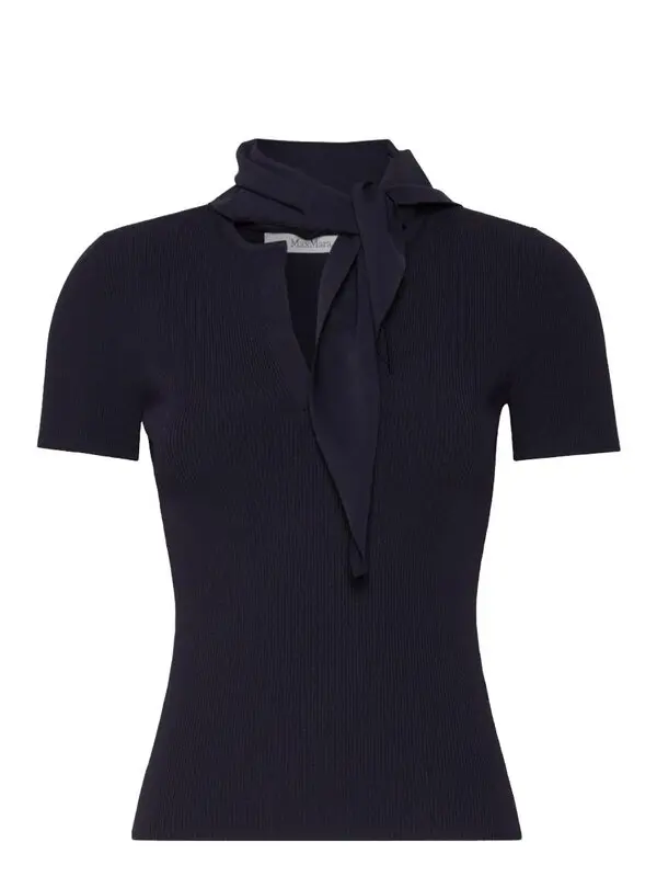 Max Mara Viscose Crepe Sweater With Detachable Scarf - Ultramarine