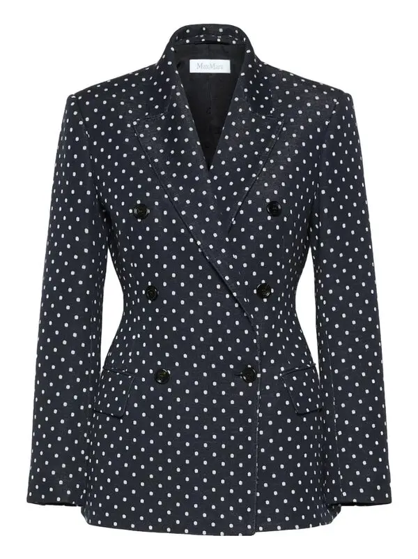Max Mara Double-breasted Polka Dot Jersey Blazer - Ultramarine