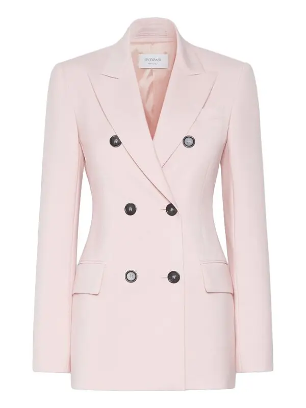 Max Mara Double-breasted Natural Stretch Wool Blazer - Antique Rose