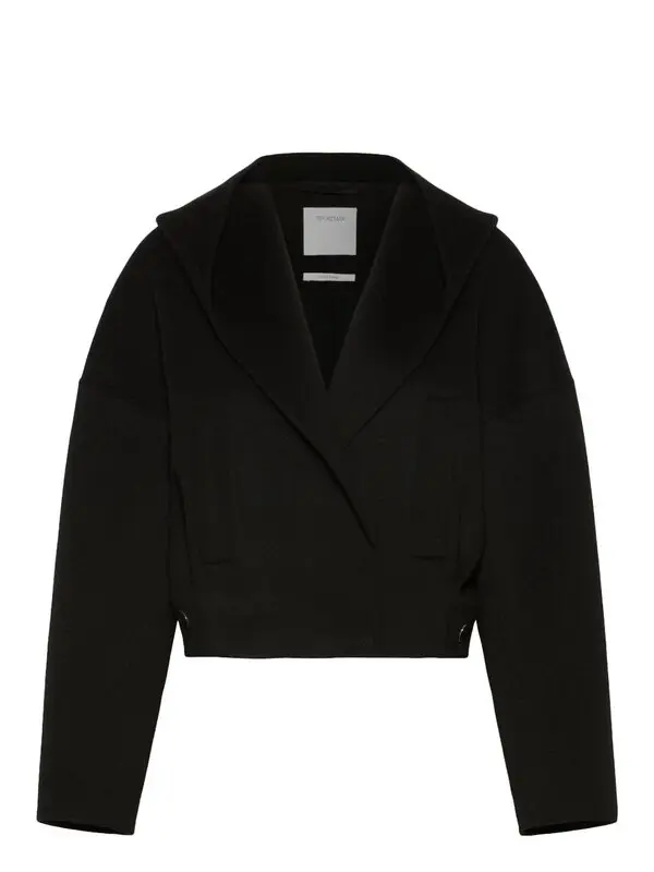 Max Mara Oversized Pure Wool Double Fabric Shawl Collar Jacket - Black